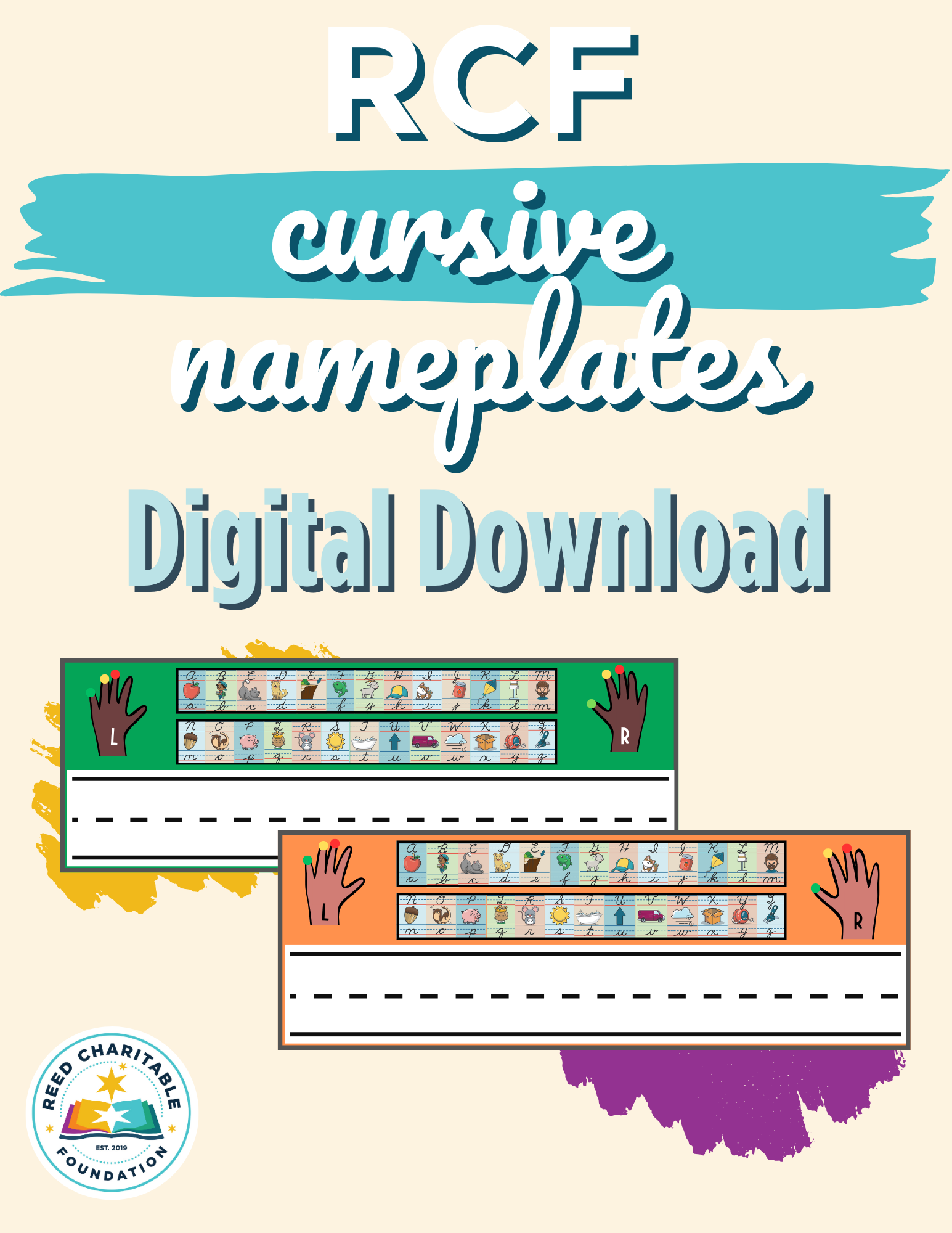 Printable Nameplate - Cursive Alphabet – REED Charitable Foundation